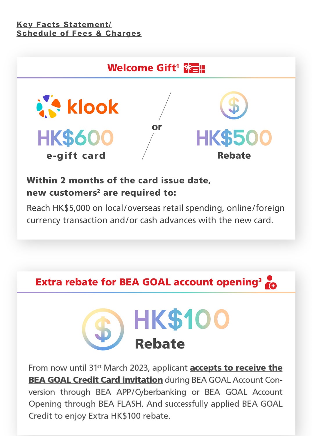 Bea Goal Credit Card Welcome Offer