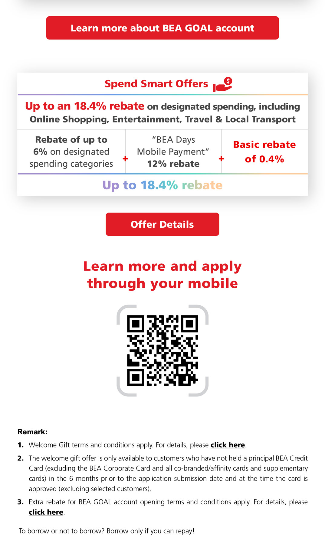 Bea Goal Credit Card Welcome Offer